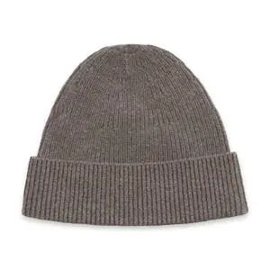 PAUL JAMES KNITWEAR Lightweight Merino Cashmere Beaulinee Beanie Taupe - Brown