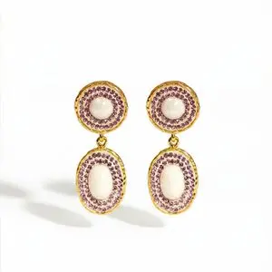 ORNARE THE LABEL Gold / Pink Athena Earrings Blush - Gold/pink