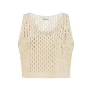 LILAMIE Neutrals Tulum Loose Fit Sleevless Summer Tank Top - Beige