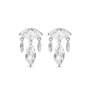 SHYMI Double Marquise Chandelier Earrings - Silver