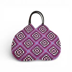 SPRINGMOONATELIER Handmade Lilac Plaid Crochet Bag – Boho Crochet Bag - Purple