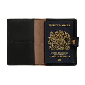 VIDA VIDA Luxury Leather Passport Travel Holder - Black