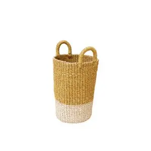 Likhâ Neutrals / Mustard Handwoven Vase Basket - Yellow