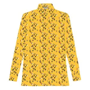 MY PAIR OF JEANS Linen Chicks Pattern Shirt - Yellow