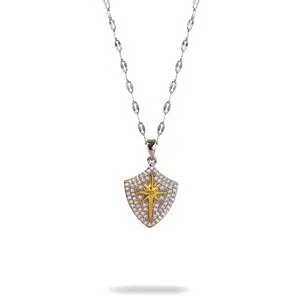 EBRU JEWELRY Silver / Gold Celestial Compass Diamond & Gold Siver Necklace Silver - Silver/gold