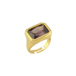 LINYA JEWELLERY Nova Large Crystal Stone Ring - Brown