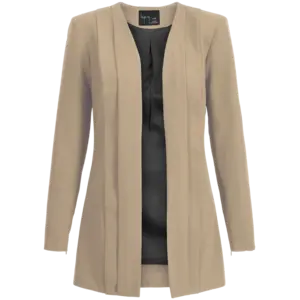 Layo G Neutrals/ Pleated Stretch Blazer — Caramel Tan - Brown