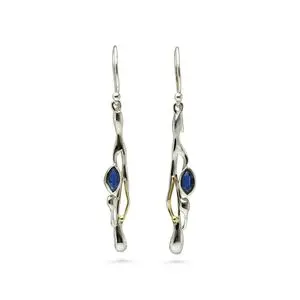 ISLA SILVER Blue / Silver Kyanite Drop Earrings - Blue/silver