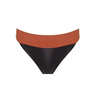 YORSTRULY Cross Berg Bikini Bottom Colour High Leg Bikini Bottom With Faux Leather Fabric - Black