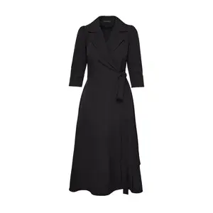 CONCEPT A TROIS Midi Wrap Shirt Dress With Pockets - Black