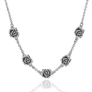 UNALOE Handmade Rose Necklace In Sterling – Romantic Floral Jewelry – ’s Necklace - Silver