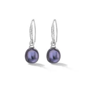 DOWER & HALL Oval Peacock Luna Pearl Drop Earrings - Silver