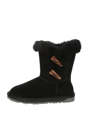 EVERAU AUSTRALIA Stork Horn Toggle Button Short Boots - Black