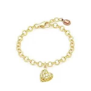 UNALOE Vermeil Heart Charm Bracelet – Fashion Openwork Jewelry - Gold