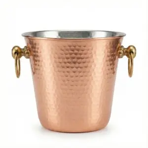 ANATOLIACRAFT Neutrals Hammered Matte Copper & Brass Ice Bucket