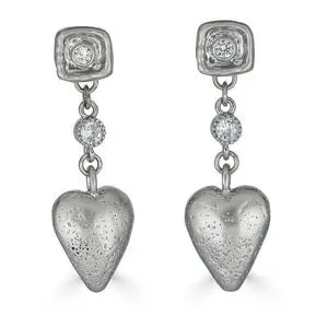 LONI PAUL JEWELRY Heart Dangle Earrings - Silver