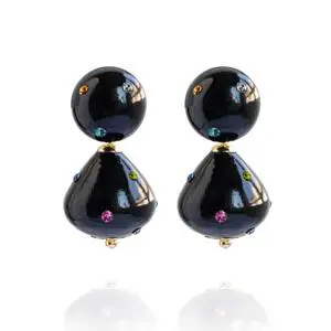 SAULE LABEL Nina Earrings In Jet Raven - Black