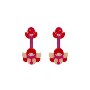 GISSA BICALHO Handmade Acrylic Earring Petunia - Red