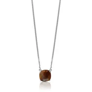 FV JEWELLERY La Stele Silver And Tiger's Eye Dome Necklace - Brown