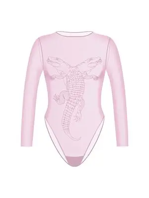 ZHILYOVA Alligator Long Sleeve Bodysuit - Pink