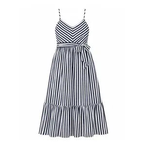 YUMI Navy Stripe Midi Sun Dress
