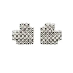 PAS DE MARQUE Sterling Beaded Earrings Cœur Souffl - Silver
