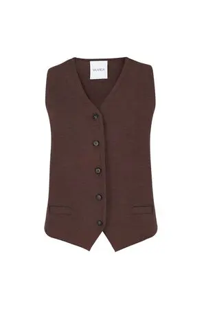 SALANIDA Galante Knitted Merino Wool Waistcoat - Brown