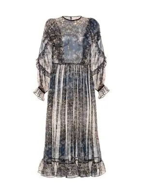 HELENE GALWAS Becky Flower Silk Maxi Dress - Blue