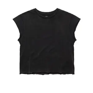 OTHER UK Vintage Issue Raw Edge T-shirt Worn - Black