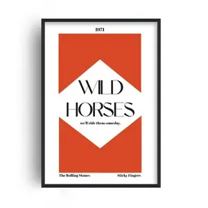 FANCLUB Wild Horses Rolling Stones Music And Western Art Print - Red