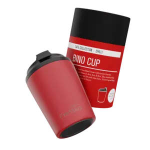 Fressko Bino 8oz / 227ml Reusable Coffee Cup, Stainless Steel Chilli - Red