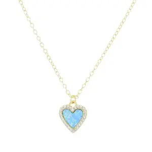 KAMARIA Mini Opal Heart Necklace With Crystals Light Opal - Blue