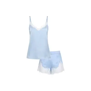 REVE SLEEPWEAR Lace Silk Short Set - Blue
