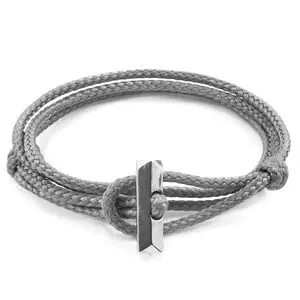 ANCHOR & CREW Classic Oxford Silver & Rope Bracelet - Grey