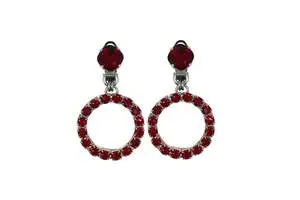 VICKISARGE The Small Hoop Earrings In Platinum Clip - Red