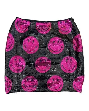 ANY OLD IRON Pink / Black Pink Smiley Sequin Skirt - Pink/black