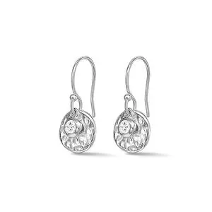 DOWER & HALL Hammered Disc & White Sapphire Array Earrings - Silver
