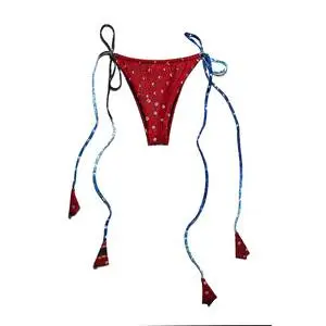 O NIKI Fire Bikini Bottom With Long Ties - Red