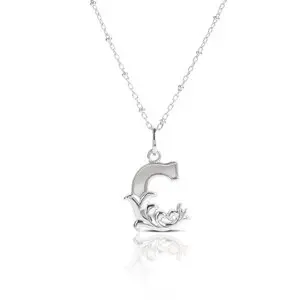 KASUN LONDON Solid C Initial Necklace With Mother Of Pearl - Silver