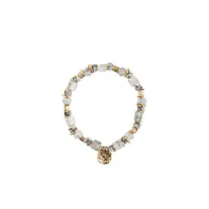 Saachi Beaded Stretch Hammer Bracelet - Grey