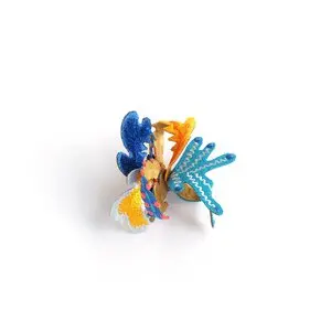 NANA WATANABE Wetland Sculptural Layered Embroidered Earring - Blue