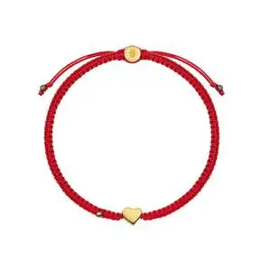 KARMA AND LUCK String Gold Heart Charm Bracelet – Love Energy Jewelry – Enchanting Love - Red