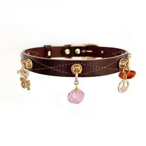 UNLEASH CPH Brown / Gold Sacred Flow Dog Collar X-small - Brown/gold
