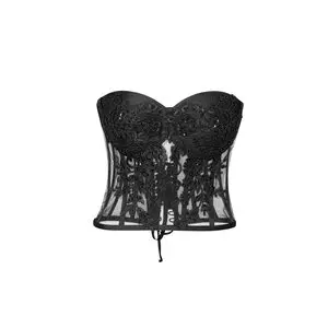 LIA ARAM Hand-embroidered Corset - Black