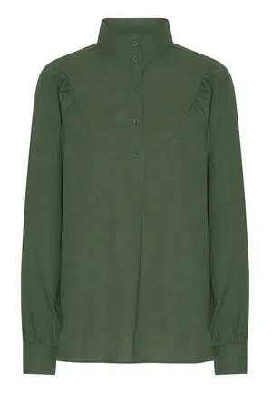 GROBUND The Sonja Shirt The One With A High Collar In Mélange - Green