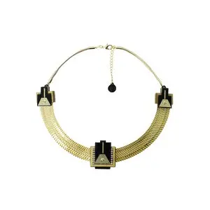 GISSA BICALHO Gissa Bicalho Trapeze Statement Necklace With Golden Finish Black