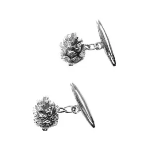 LEE RENEE Baby Pine Cone Cufflinks - Silver