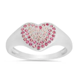 KYLIE HARPER Sterling Pink Sapphire Ombre Heart Ring - Silver