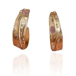 RARE MATTERS JEWELRY Gemstone Hoop Earrings - Pink