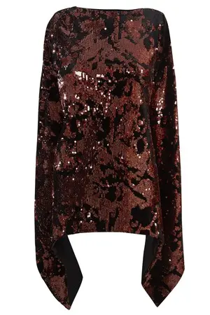 SARVIN Sequined Velvet Tie-back Top